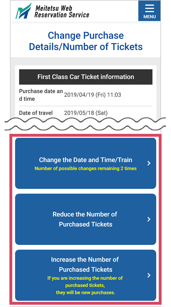 User Guide | Meitetsu Web Reservation Service
